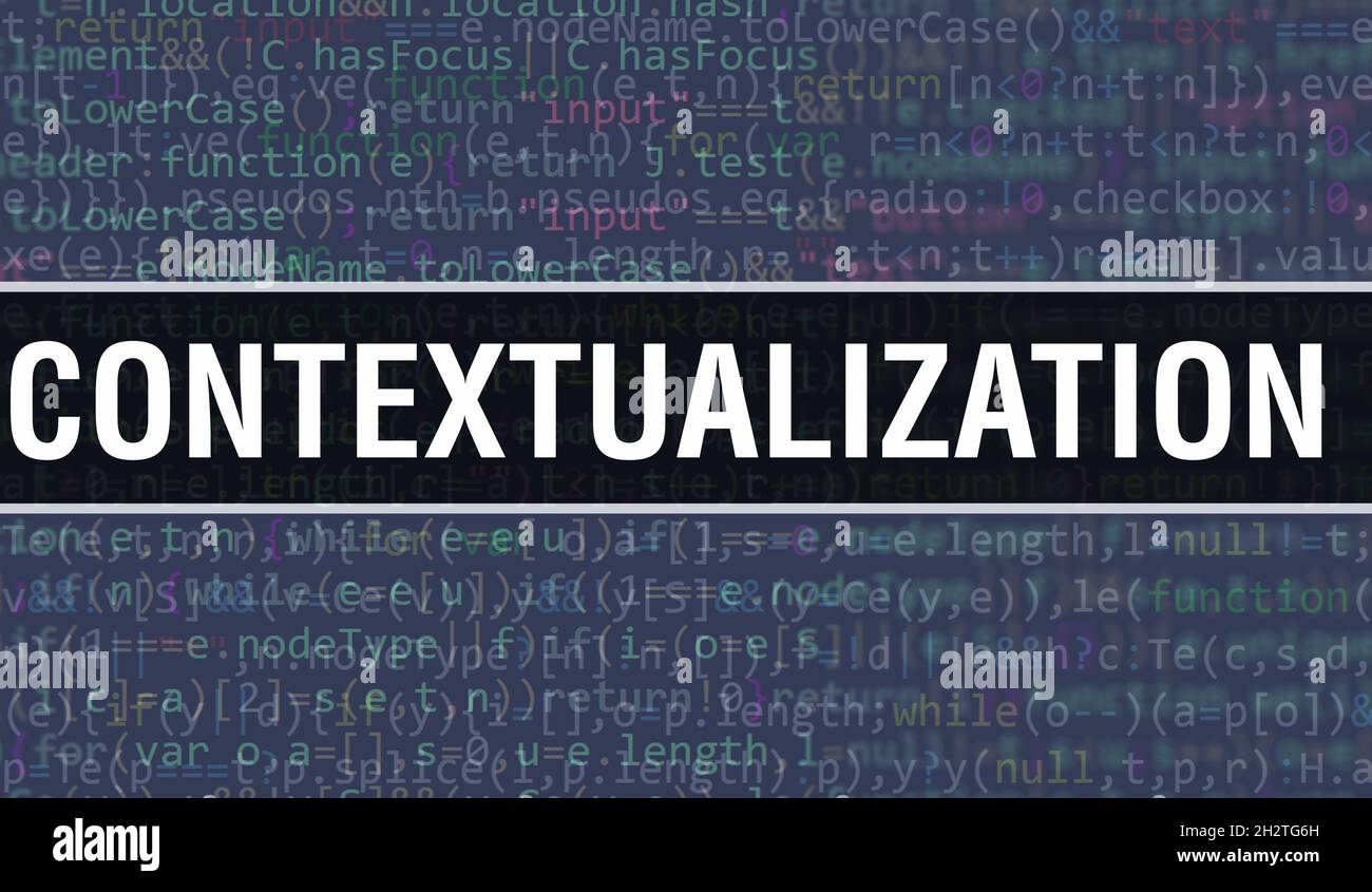 Contextualization text written on Programming code abstract technology background of software ...