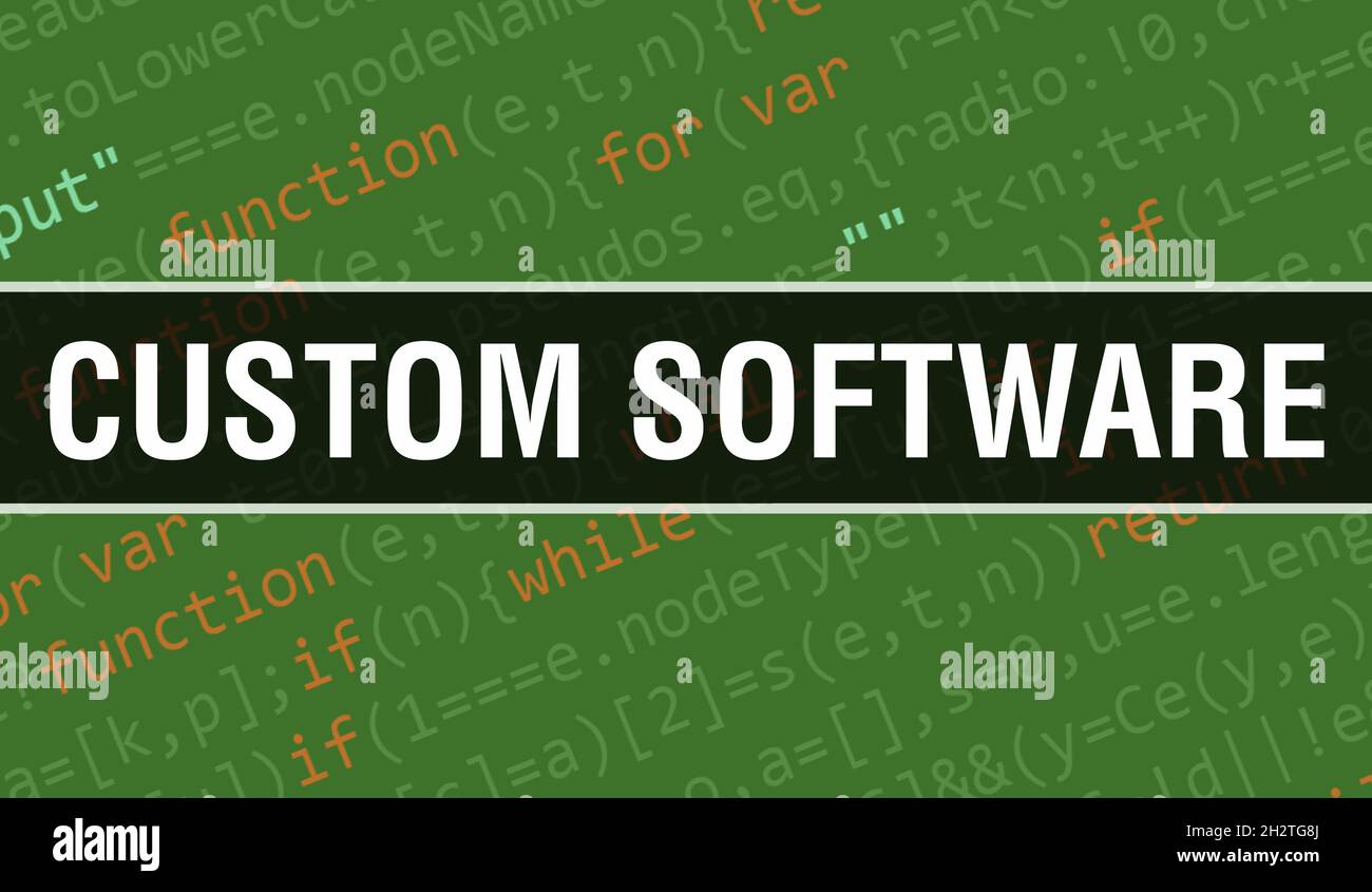 Custom software concept with Random Parts of Program Code. Custom ...
