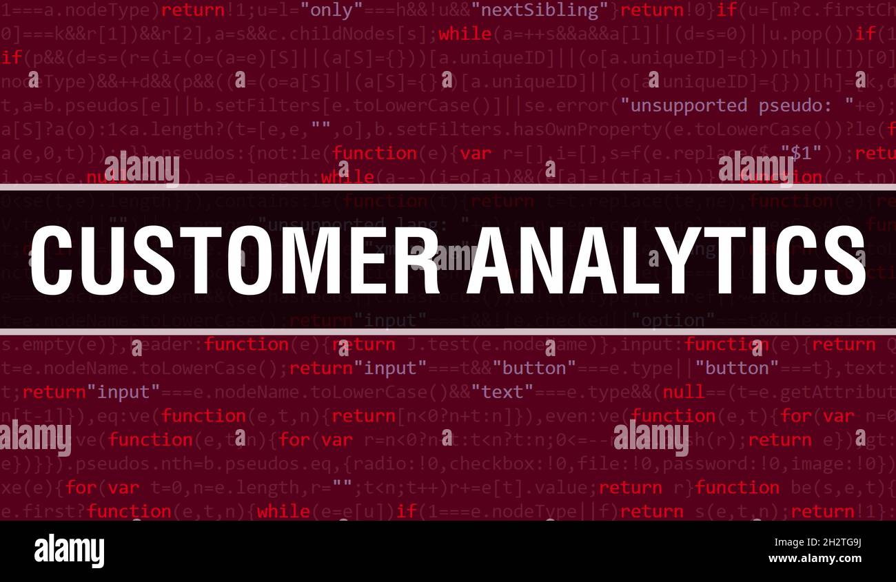 Customer analytics concept with Random Parts of Program Code.Customer ...