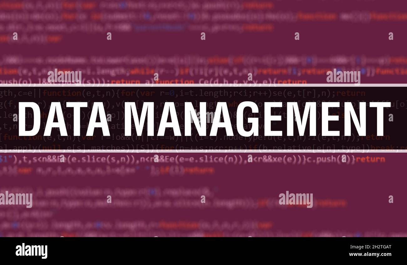 Data management text written on Programming code abstract technology ...