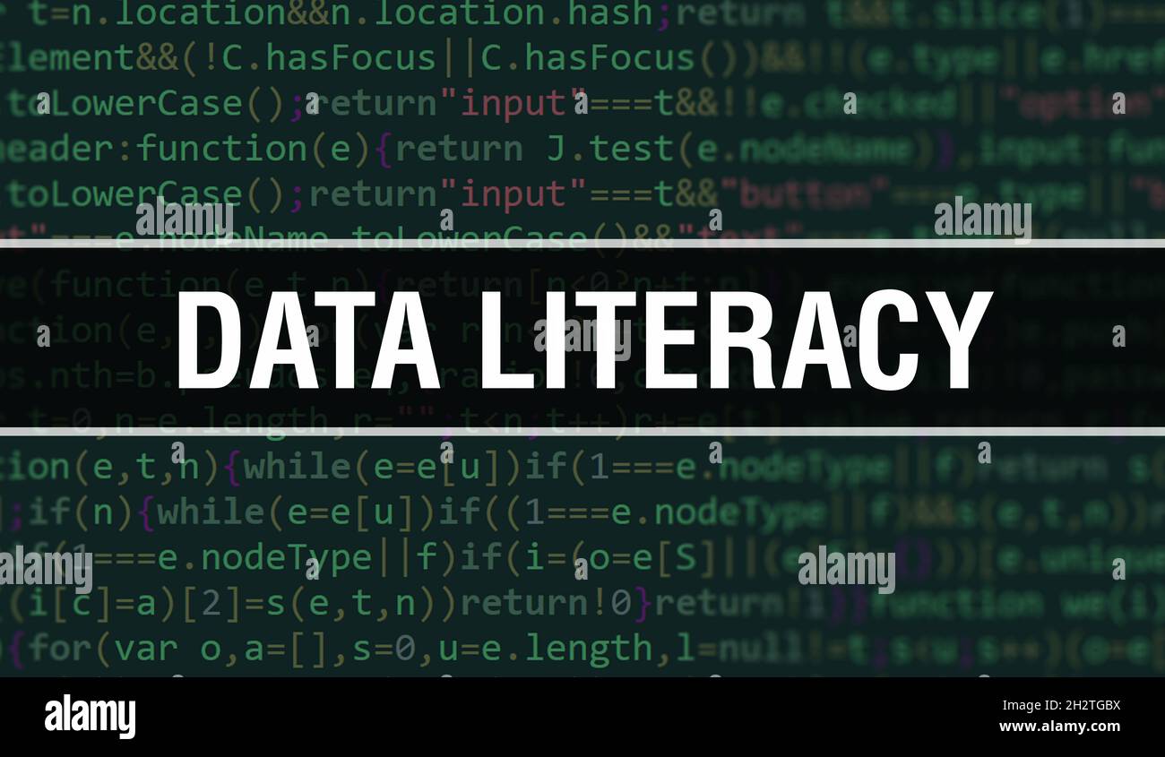 Data literacy concept illustration using code for developing programs and app. Data literacy ...