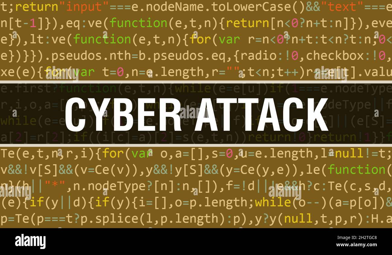 cyber attack concept with Random Parts of Program Code.cyber attack ...