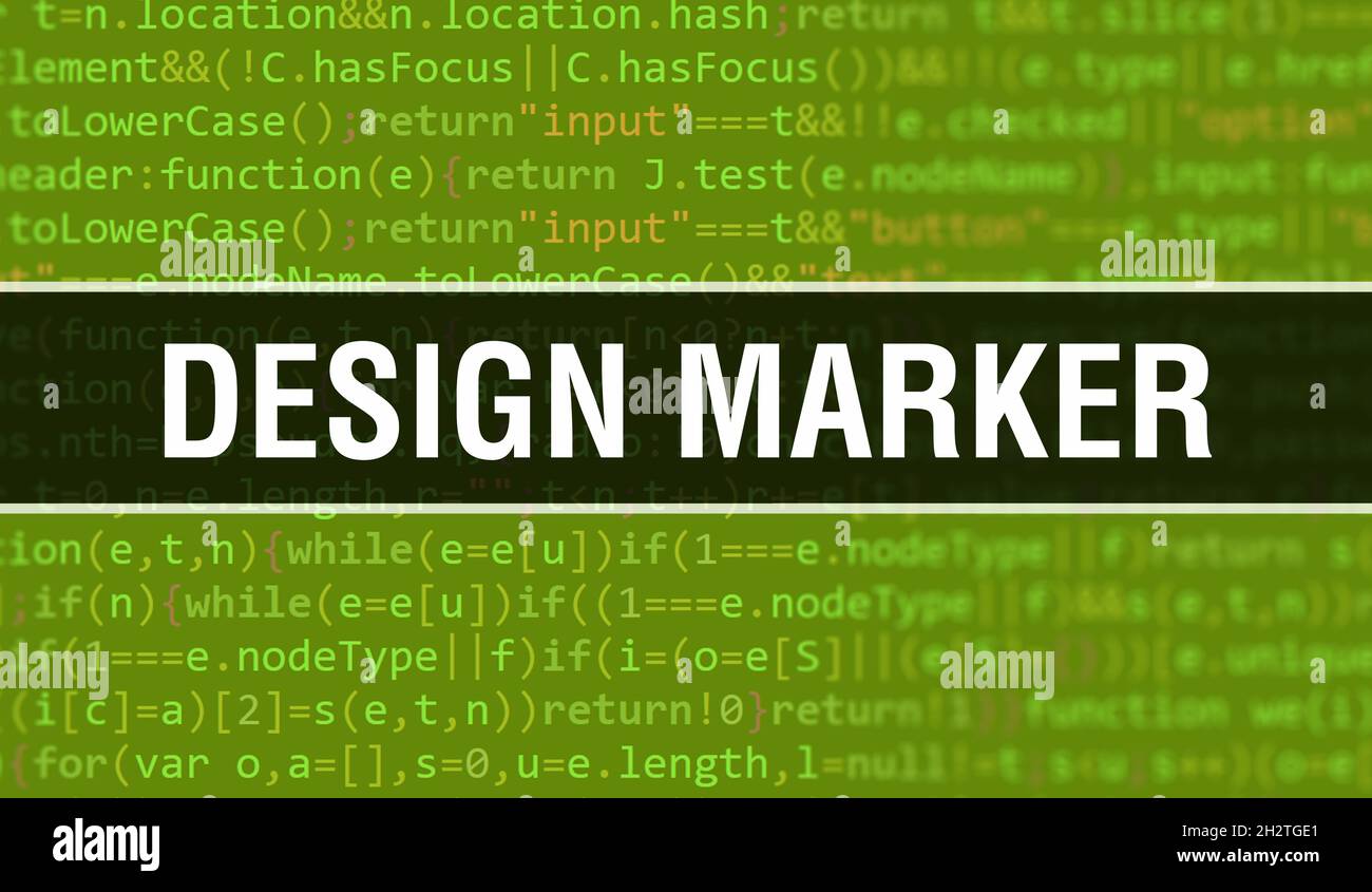Design marker concept illustration using code for developing programs and app. Design marker ...