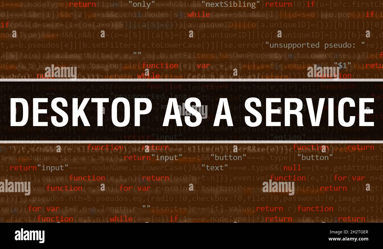 Desktop as a service concept illustration using code for developing programs and app. Desktop as ...