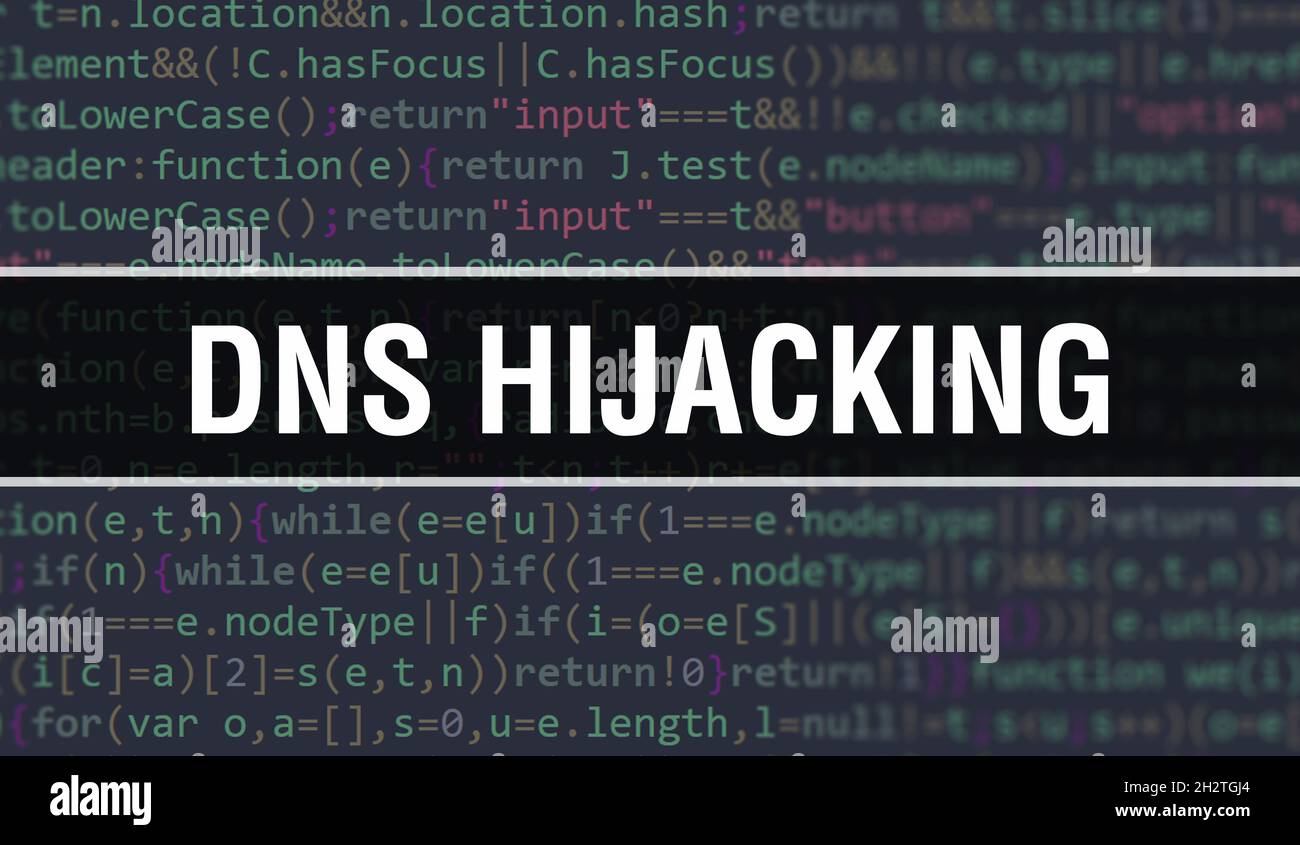 DNS hijacking concept illustration using code for developing programs and app. DNS hijacking ...