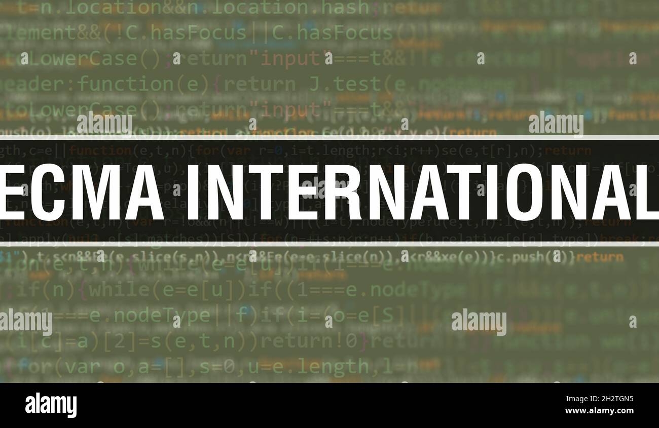 Ecma International with Abstract Technology Binary code Background.Digital binary data and ...