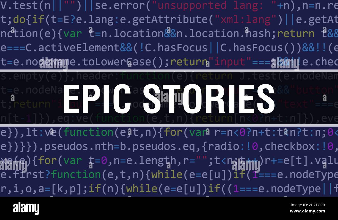 Epic Stories with Binary code digital technology background. Abstract ...