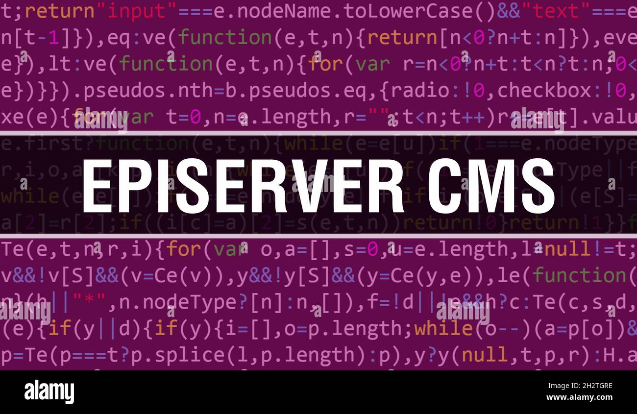 Episerver CMS concept with Random Parts of Program Code.Episerver CMS text written on ...
