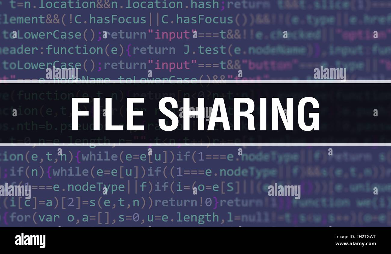 File sharing concept illustration using code for developing programs and app. File sharing ...