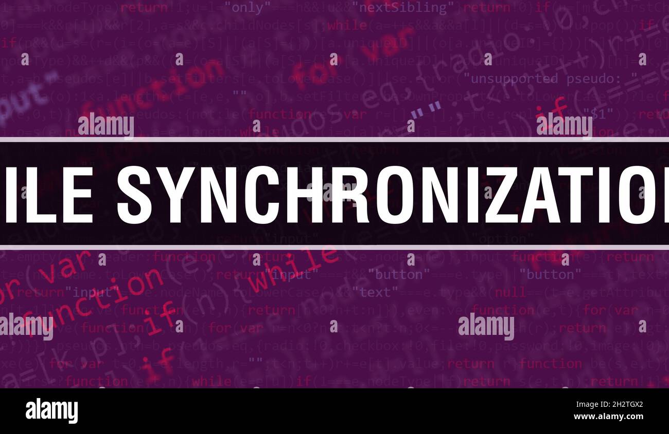 File synchronization with Binary code digital technology background ...