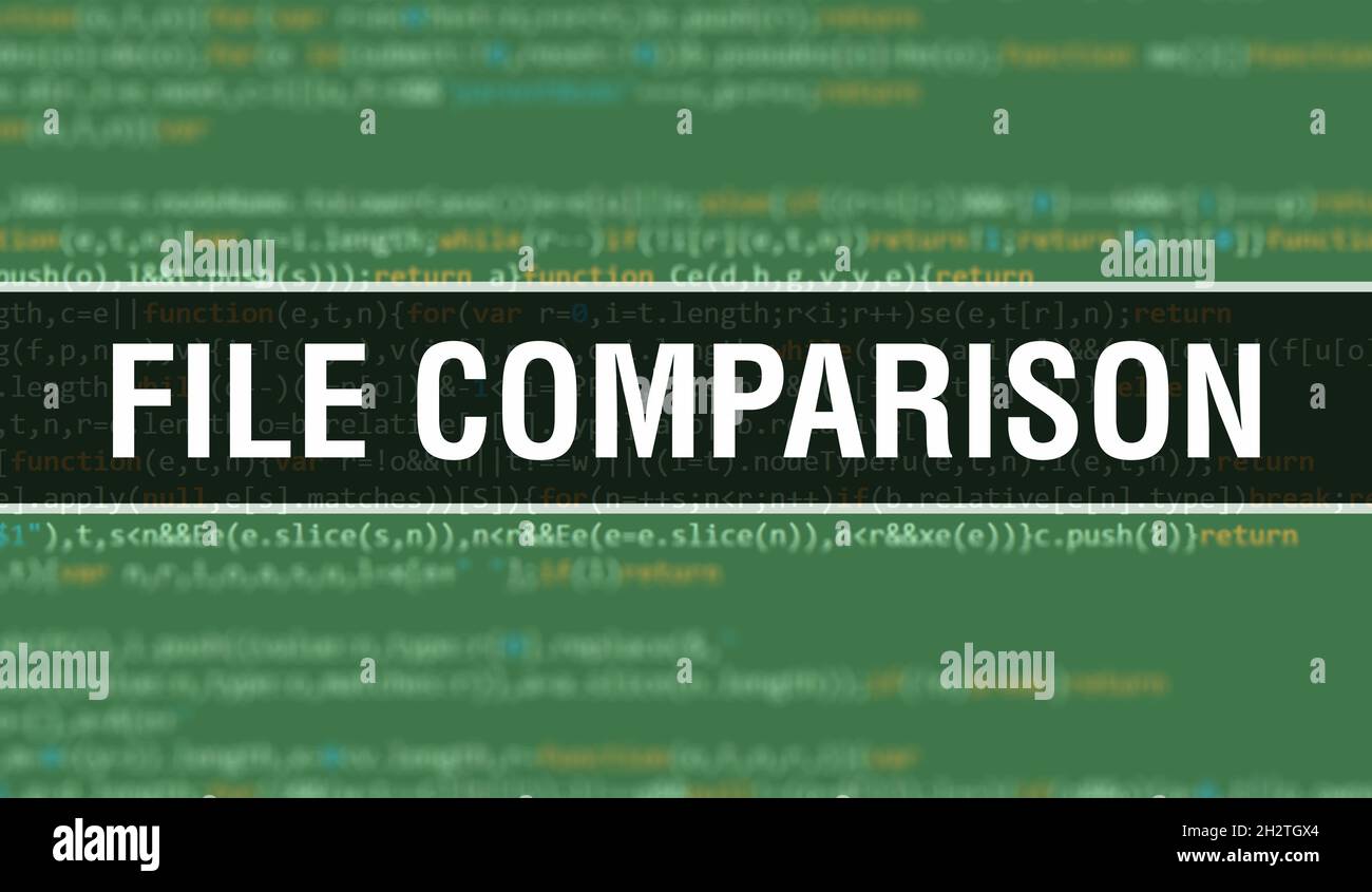File comparison text written on Programming code abstract technology background of software ...
