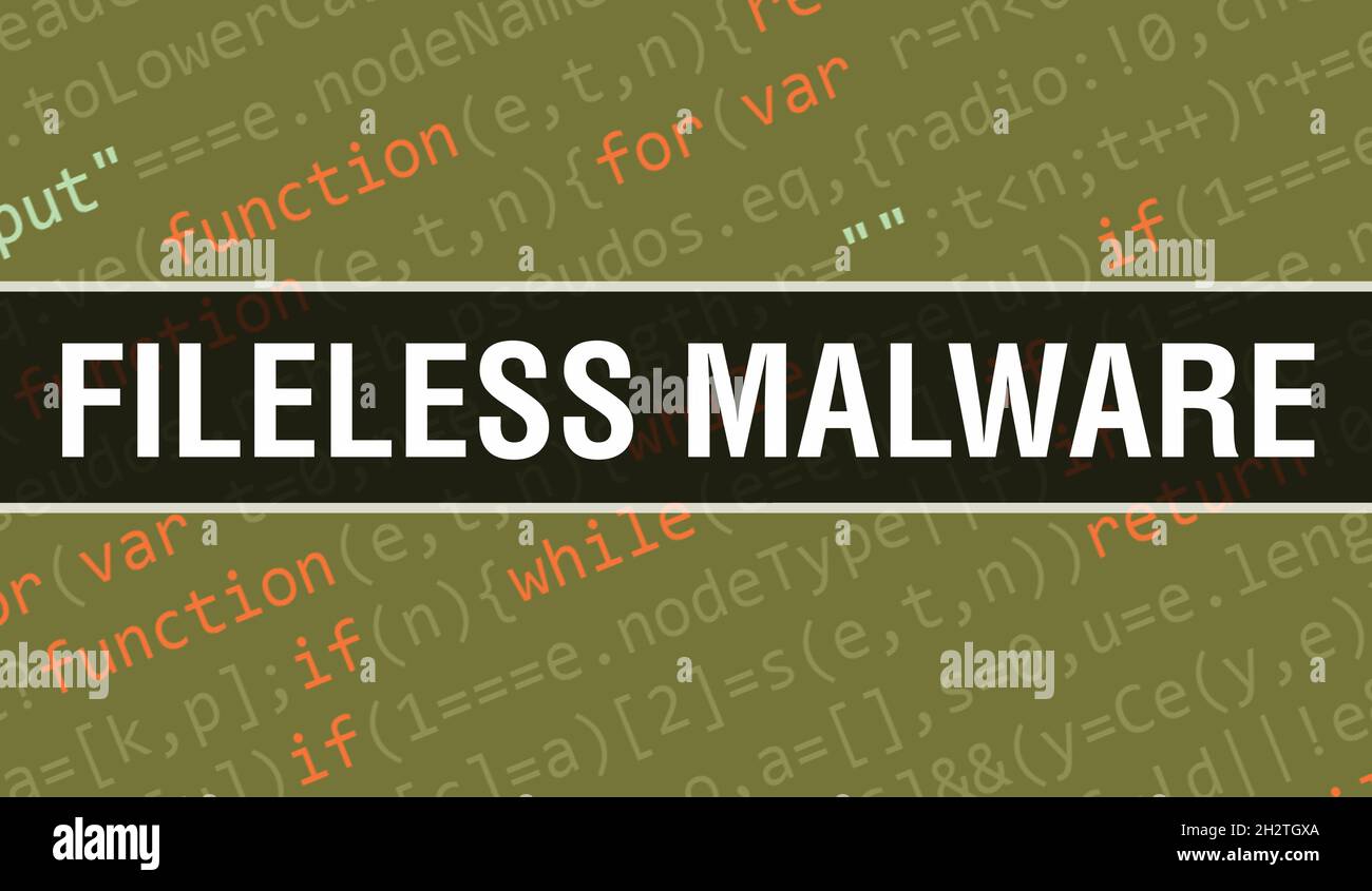 Fileless malware concept with Random Parts of Program Code. Fileless ...