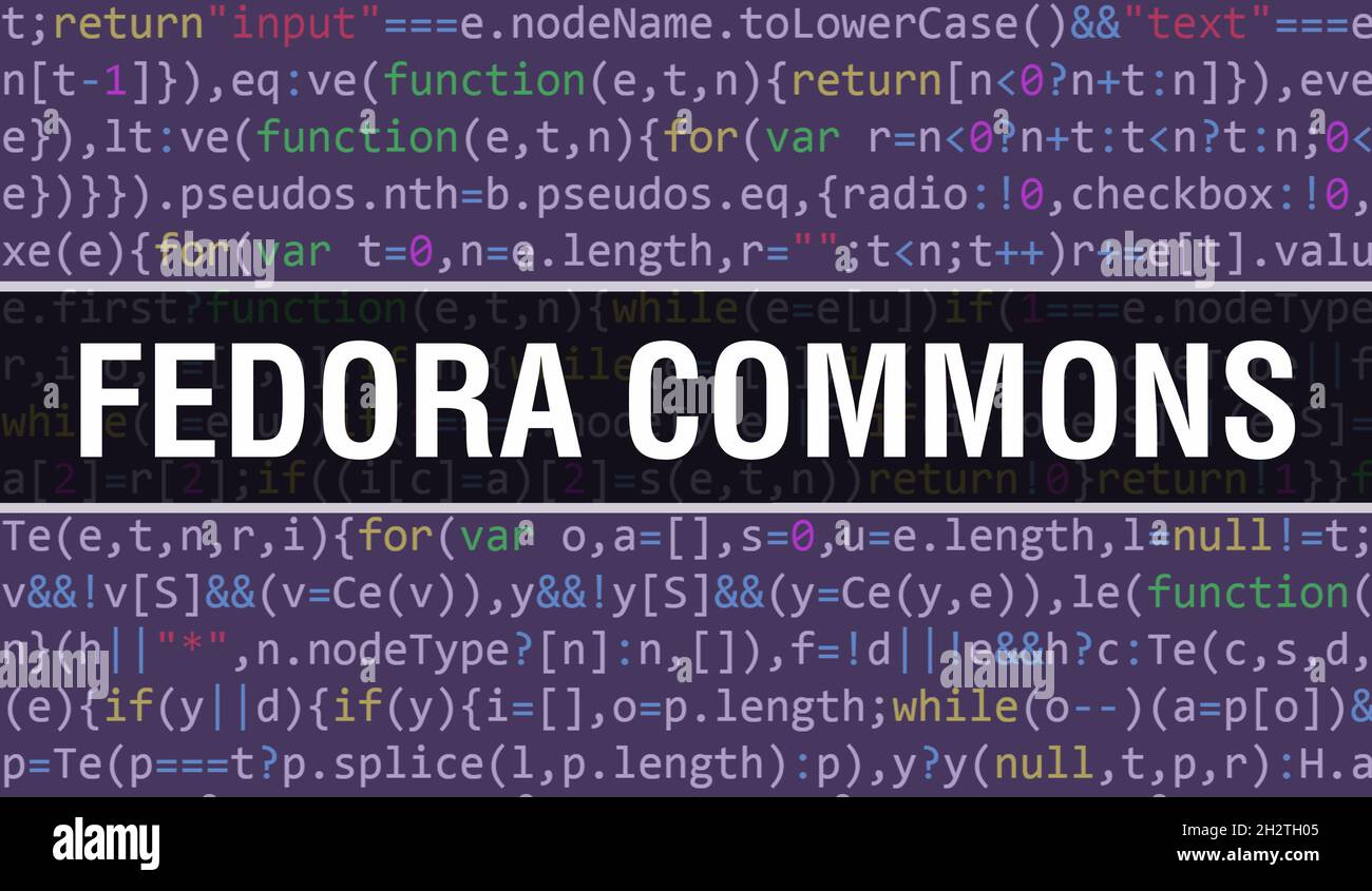 Fedora Commons concept with Random Parts of Program Code.Fedora Commons ...