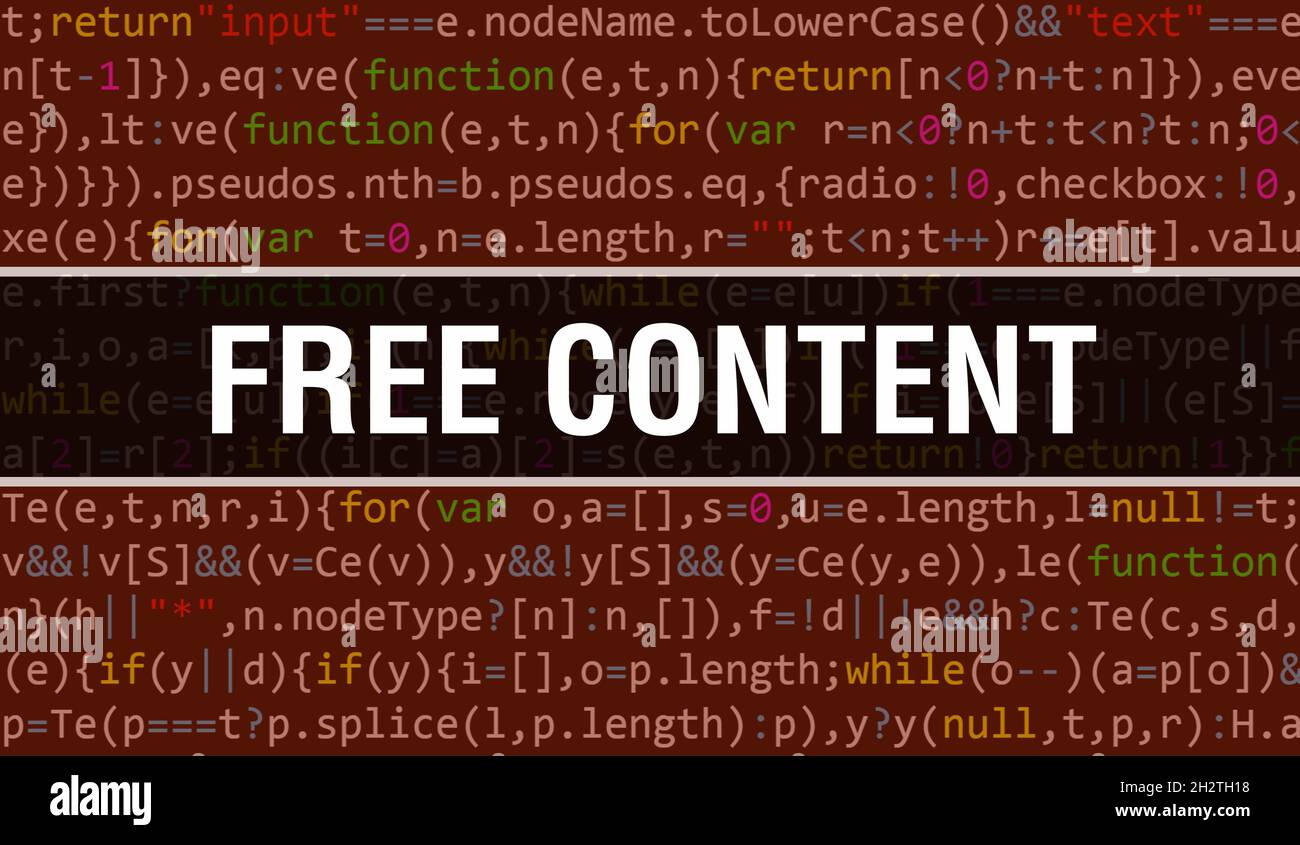 Free Content Concept With Random Parts Of Program Codefree Content Text Written On Programming