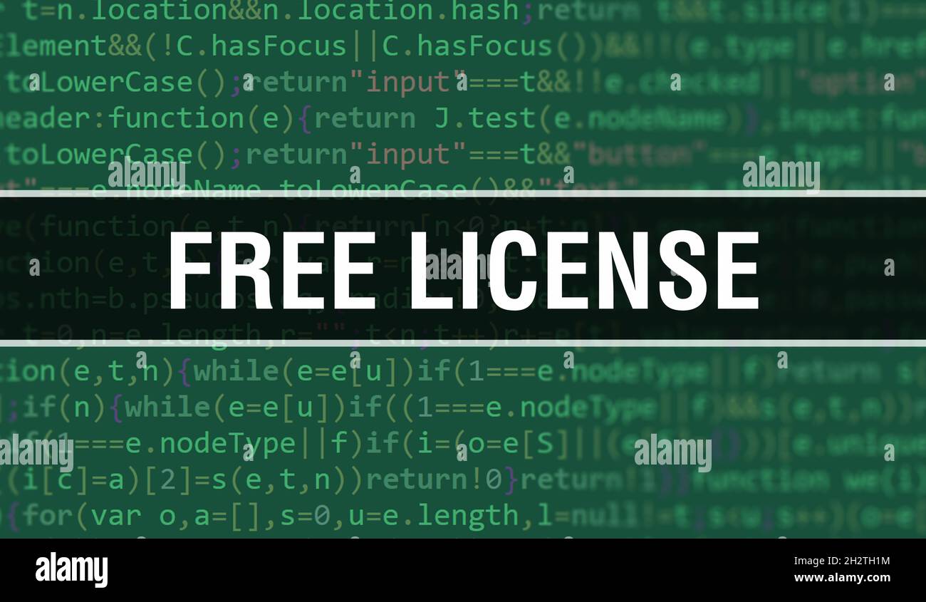Free license concept illustration using code for developing programs and app. Free license ...