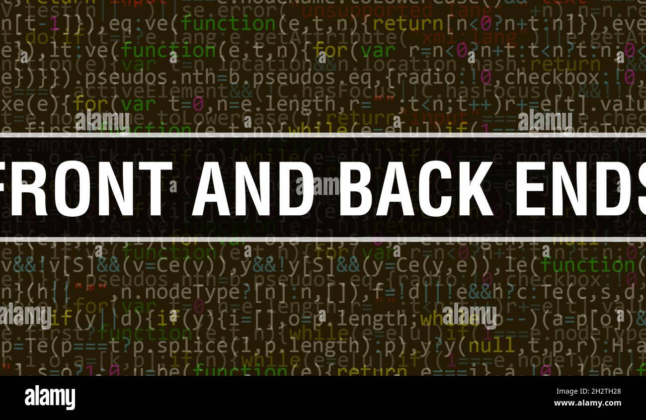 Front and back ends with Binary code digital technology background ...