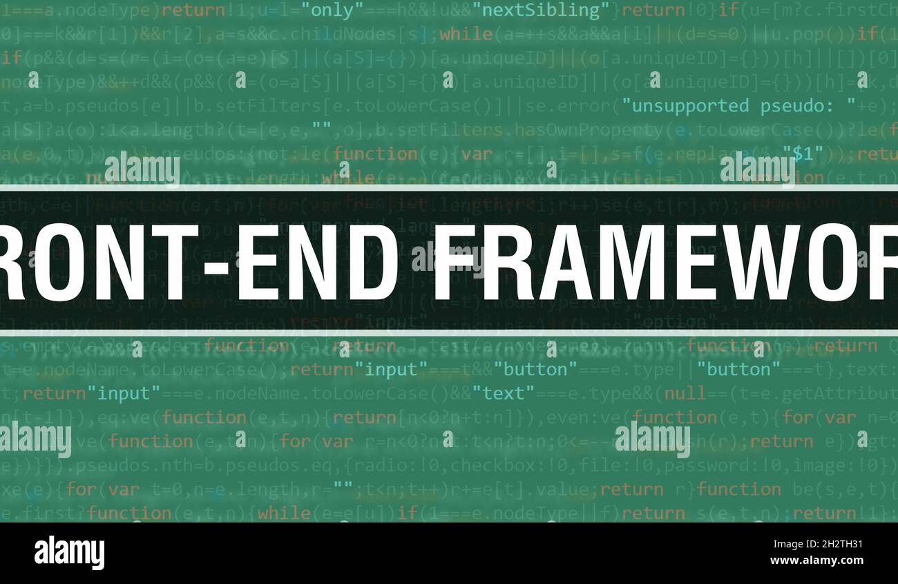 Front End Framework Text Written On Programming Code Abstract Technology Background Of Software