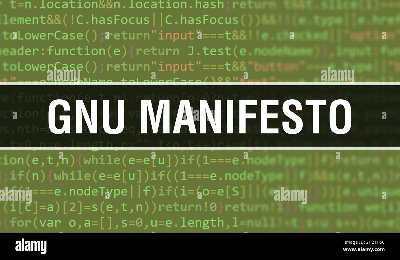 GNU Manifesto concept illustration using code for developing programs and app. GNU Manifesto ...