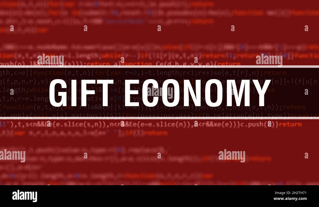 Gift economy text written on Programming code abstract technology ...