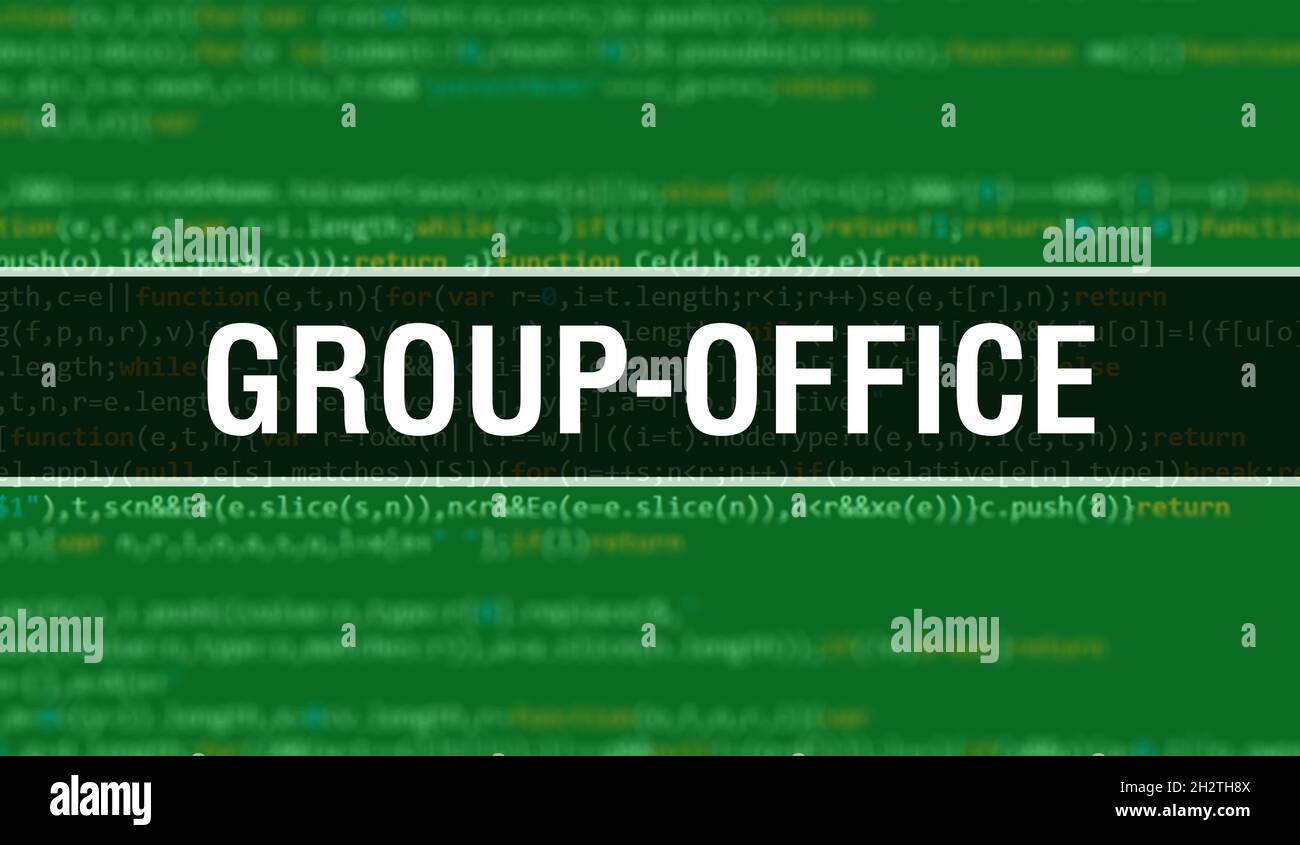 Group-Office text written on Programming code abstract technology ...