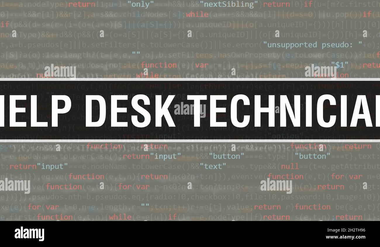 Help Desk Technician text written on Programming code abstract ...
