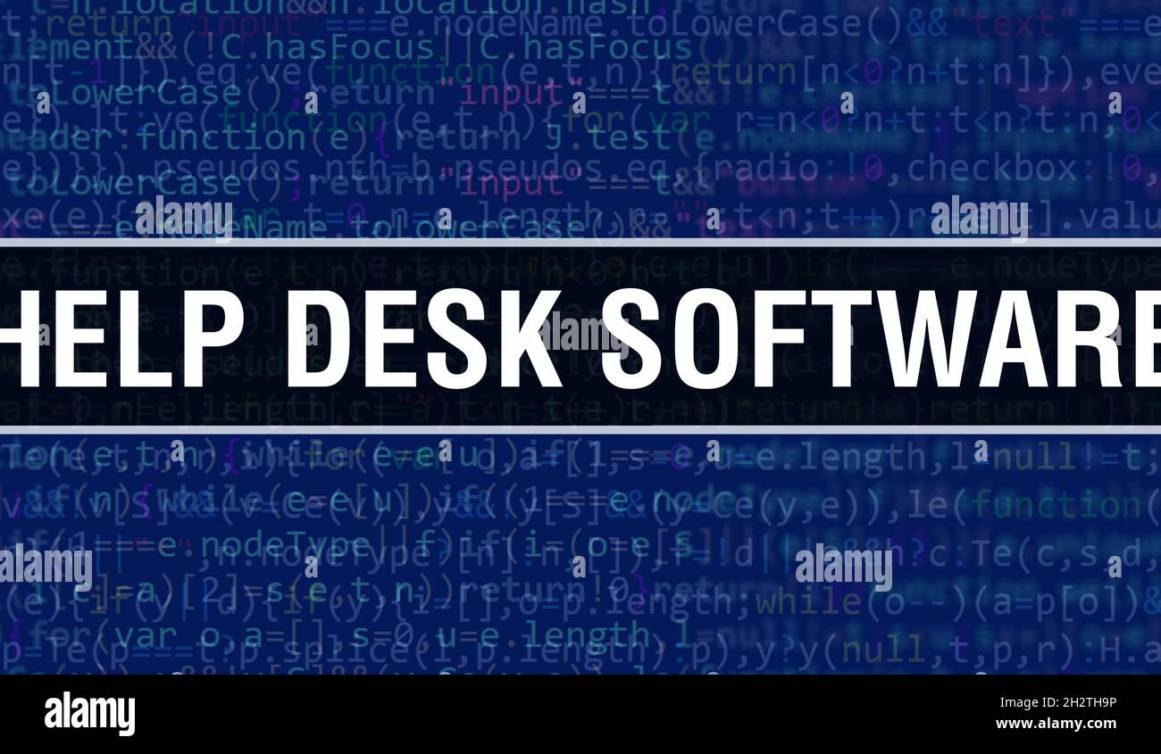 Help desk software concept with Random Parts of Program Code.Help desk ...