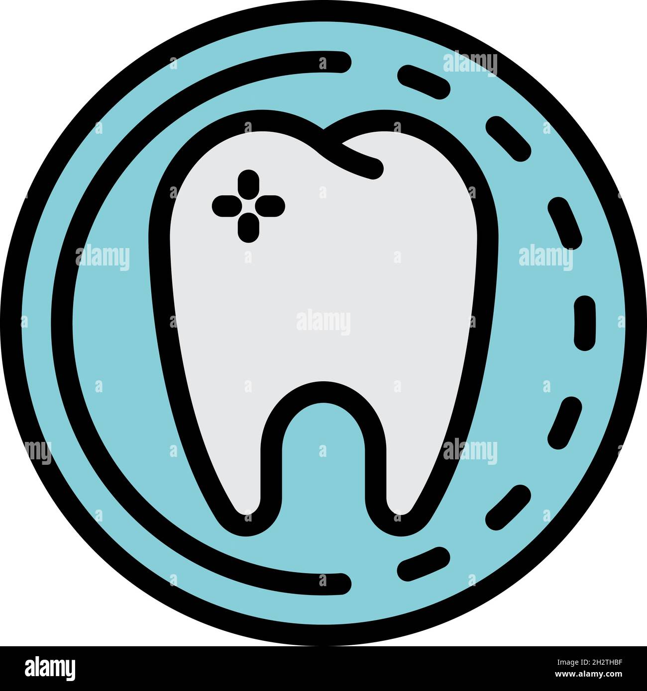 Tooth in a circle icon. Outline tooth in a circle vector icon color ...
