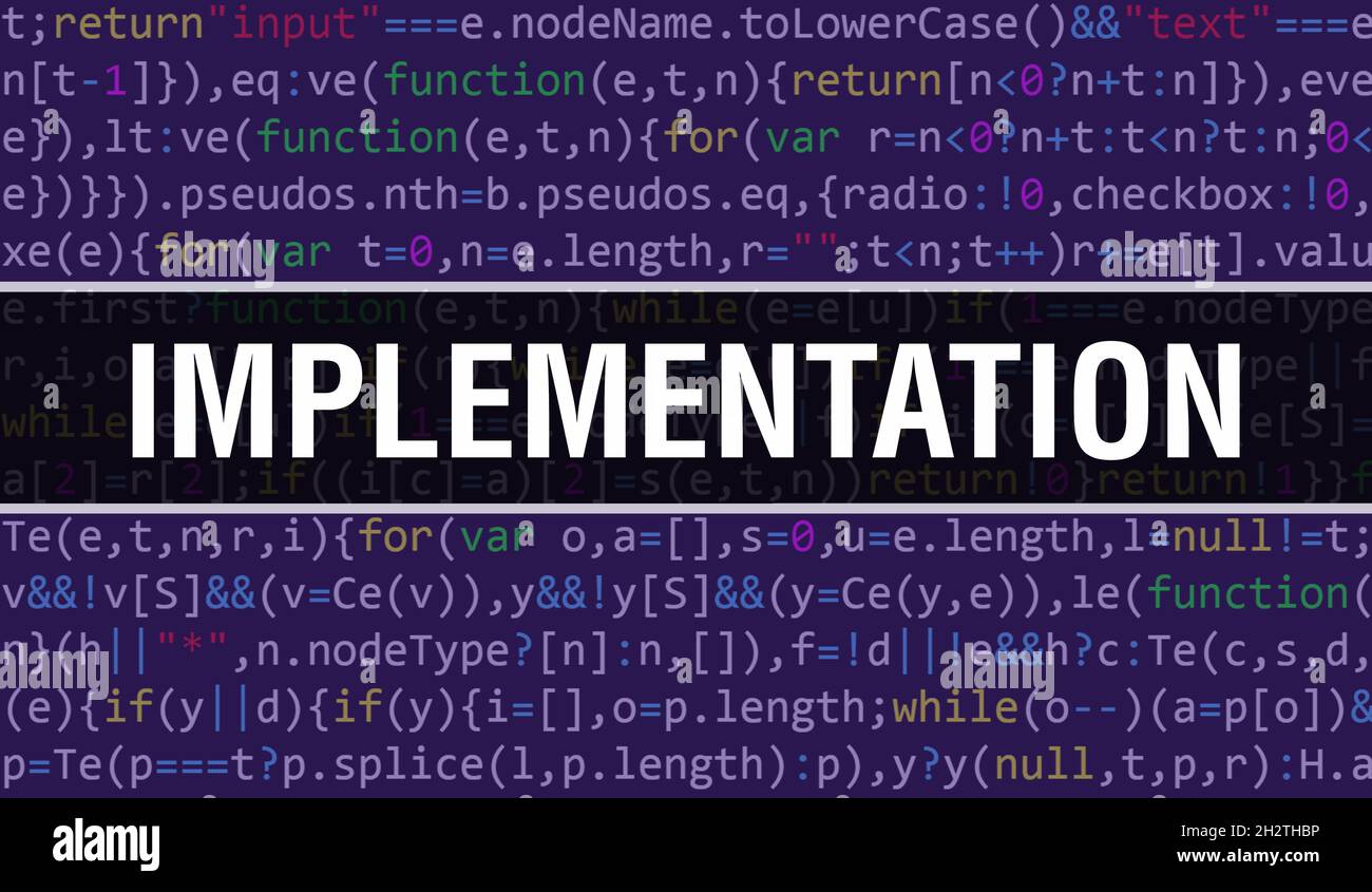 Implementation Concept With Random Parts Of Program Codeimplementation Text Written On