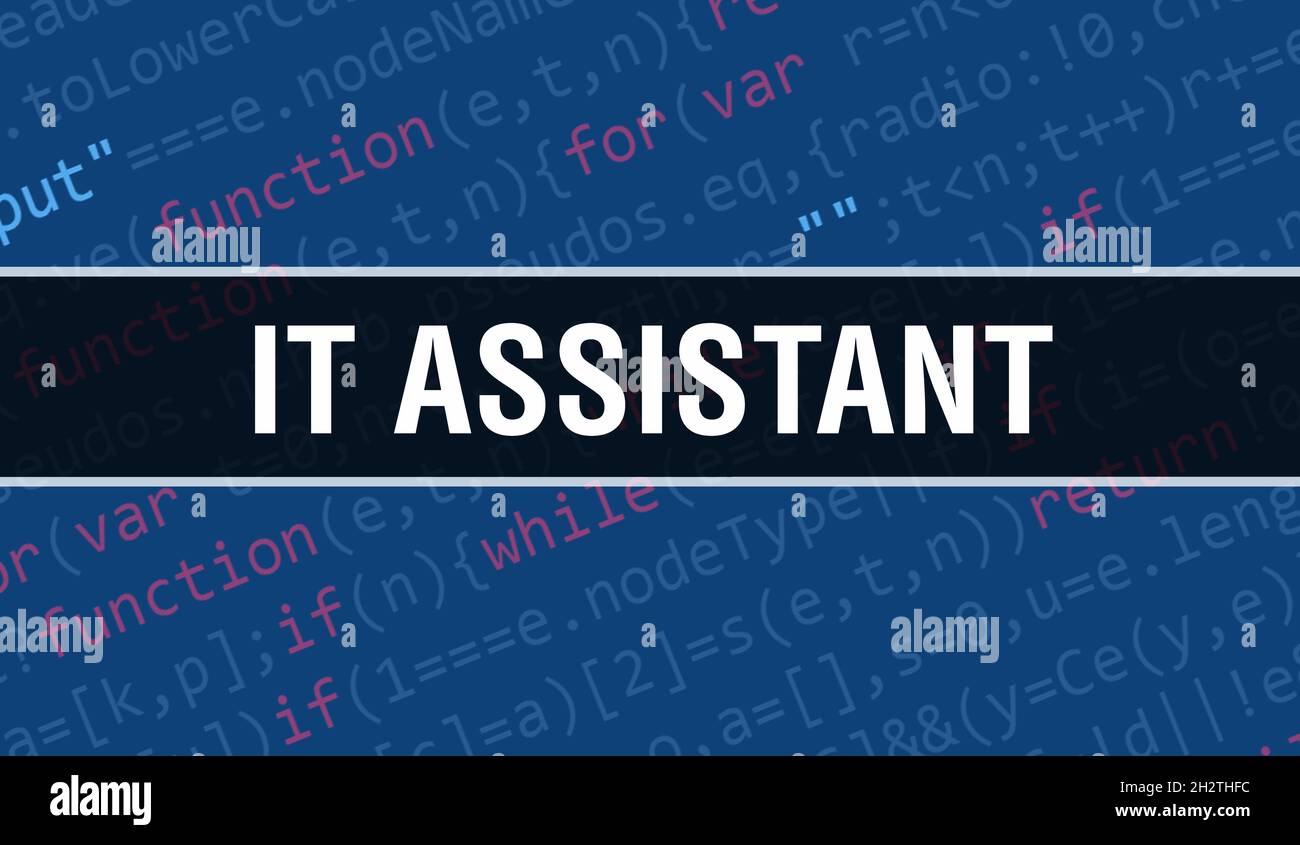 IT assistant concept with Random Parts of Program Code. IT assistant ...