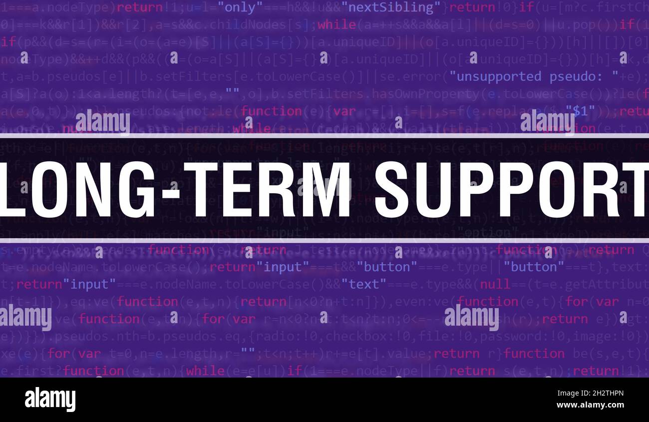 Long-term support text written on Programming code abstract technology ...
