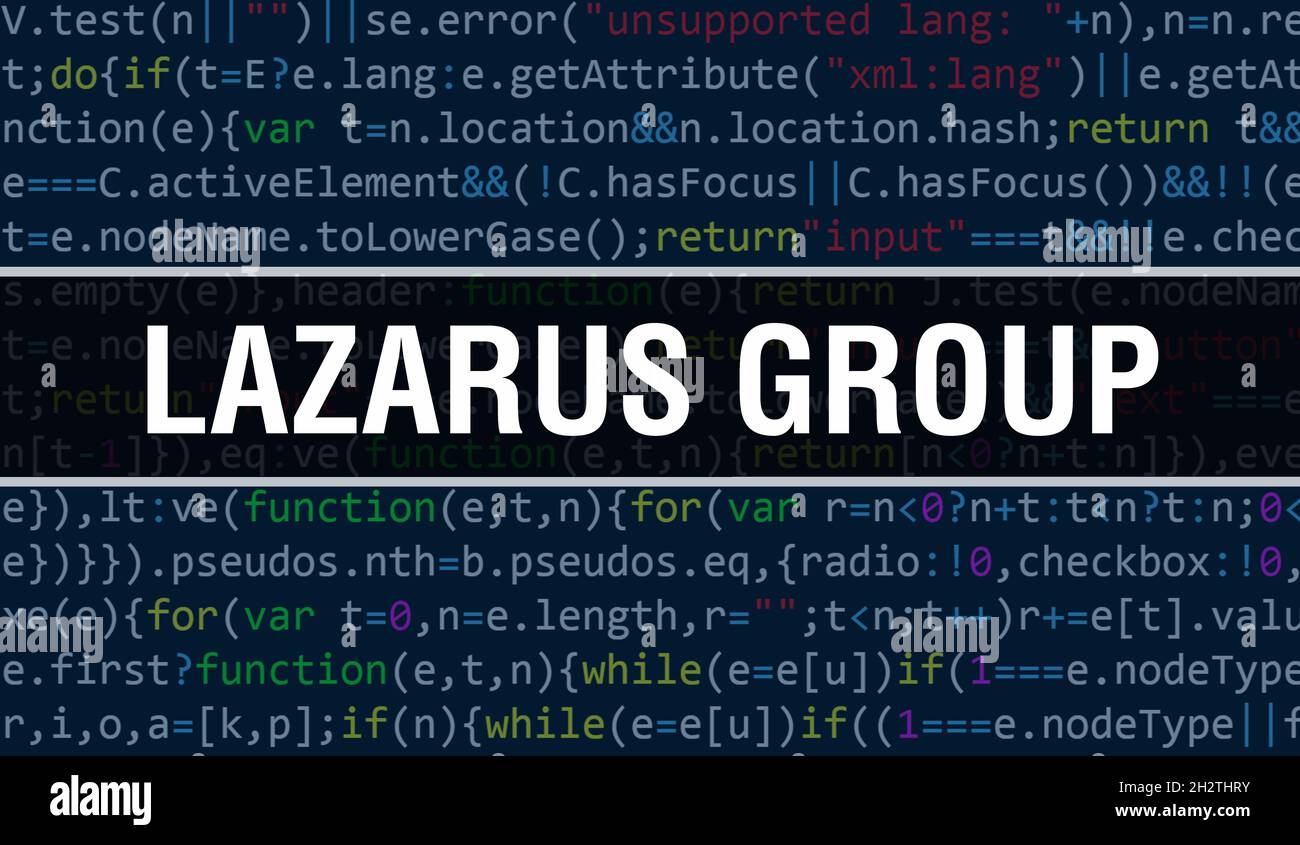 Lazarus Group with Binary code digital technology background. Abstract ...