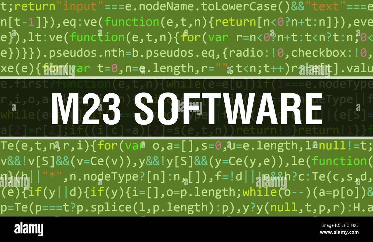 M23 software concept with Random Parts of Program Code.M23 software ...