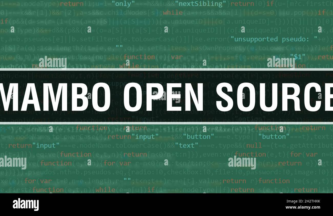 Mambo Open Source text written on Programming code abstract technology ...