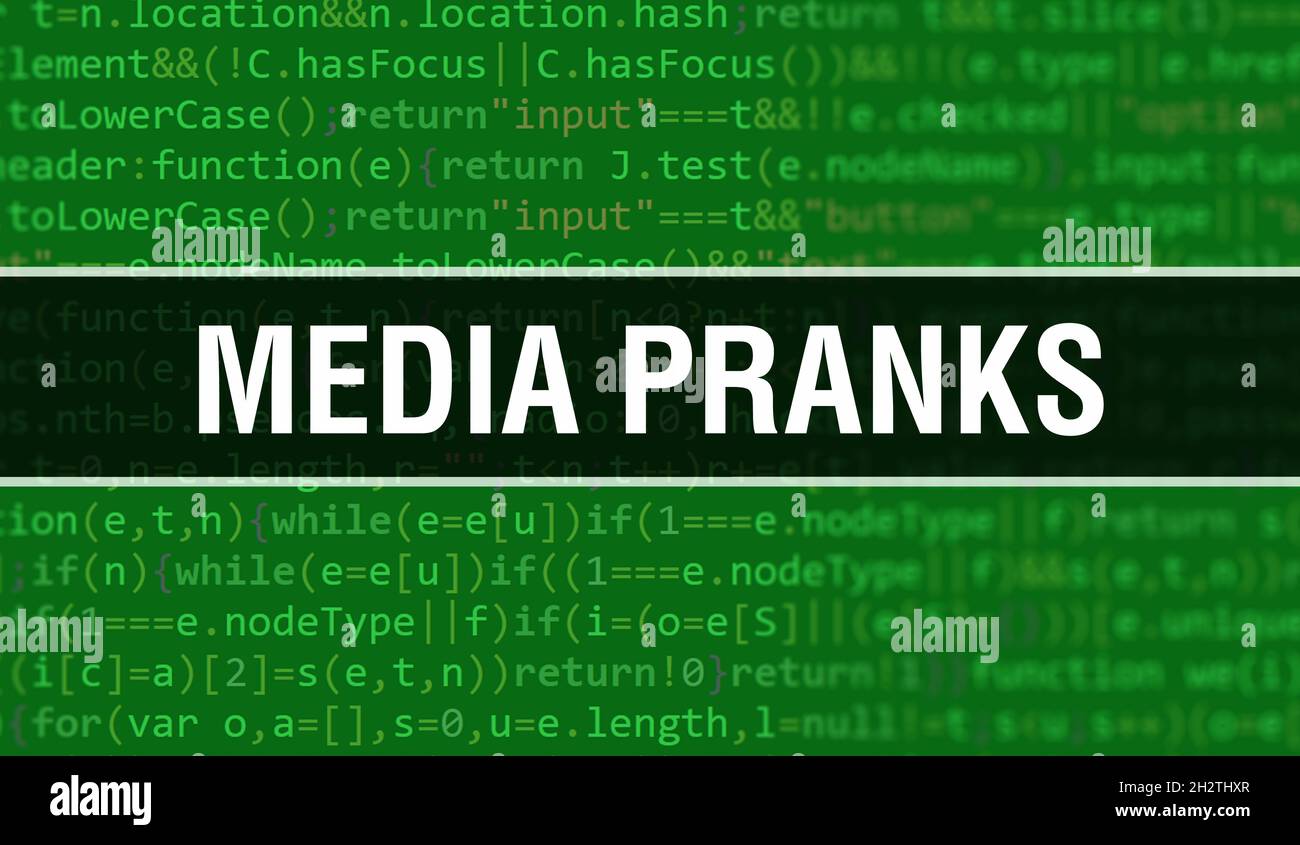Media pranks concept illustration using code for developing programs ...