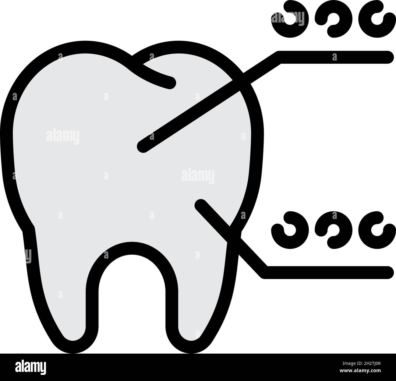 Footnote Tooth icon. Outline footnote Tooth vector icon color flat ...