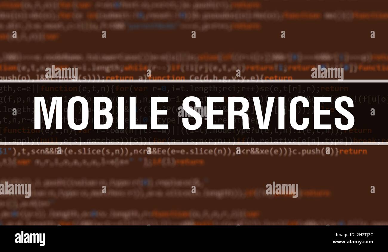 Mobile services text written on Programming code abstract technology ...