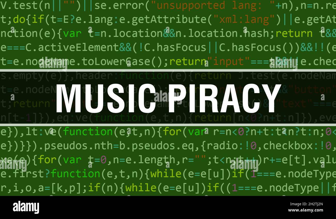 Music piracy with Binary code digital technology background. Abstract ...