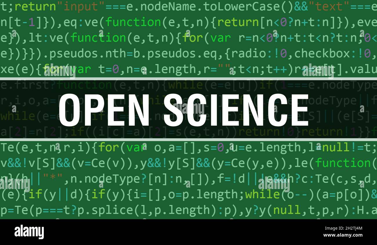 Open science concept with Random Parts of Program Code.Open science ...