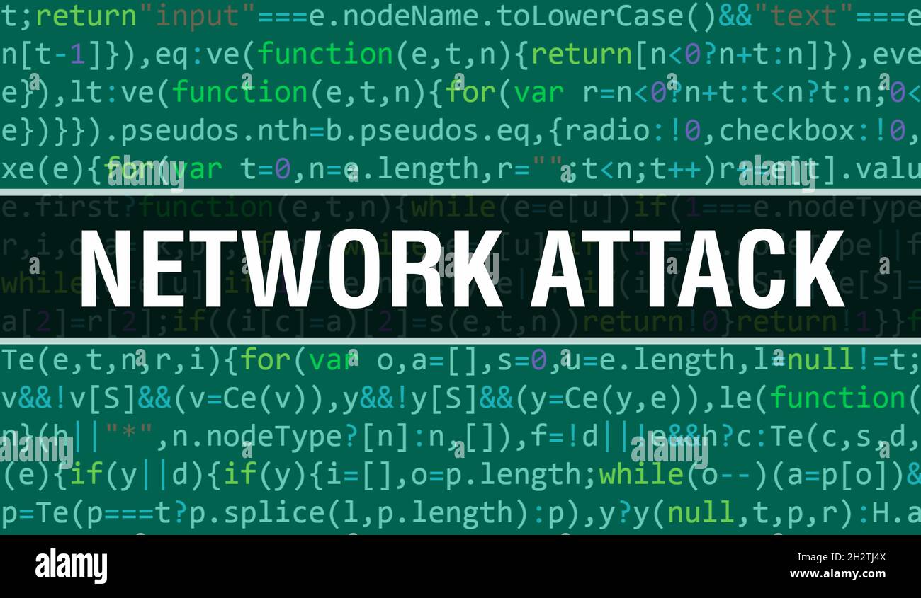 network attack concept with Random Parts of Program Code.network attack ...