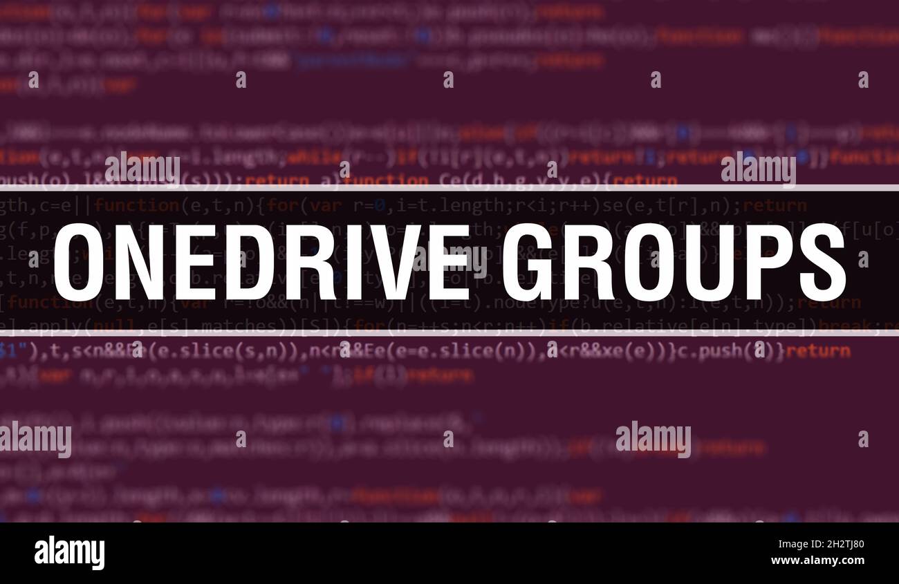 OneDrive Groups text written on Programming code abstract technology ...