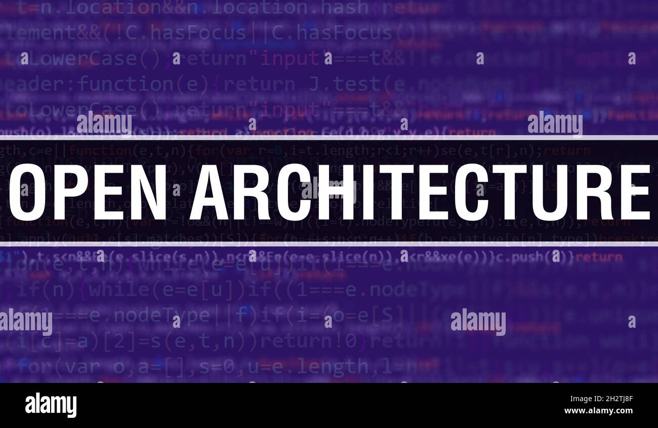 Open architecture concept illustration using code for developing programs and app. Open ...