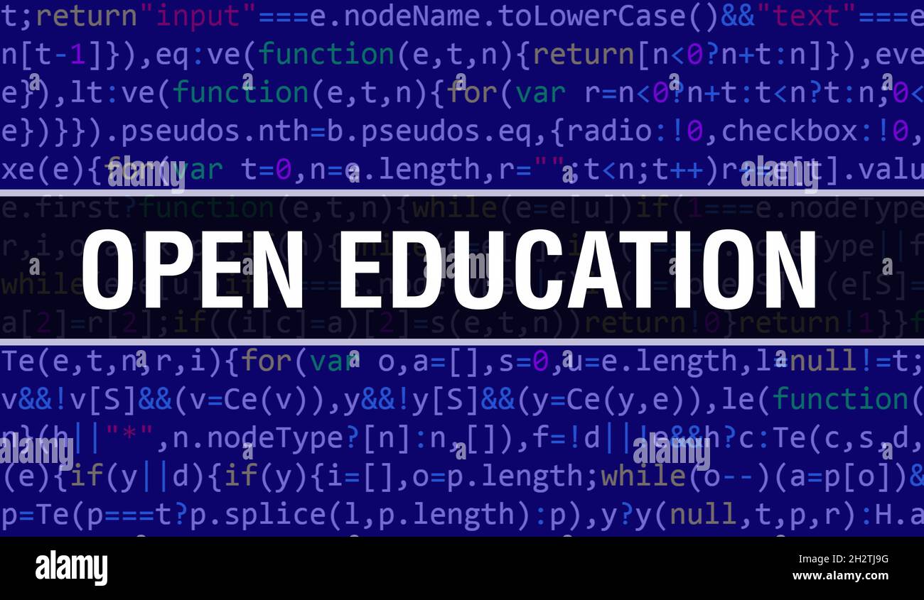 Open education concept with Random Parts of Program Code.Open education ...