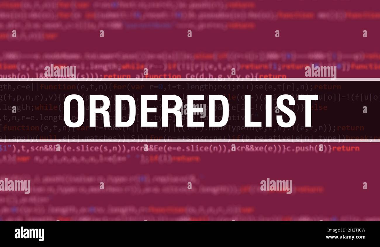 ordered list text written on Programming code abstract technology ...