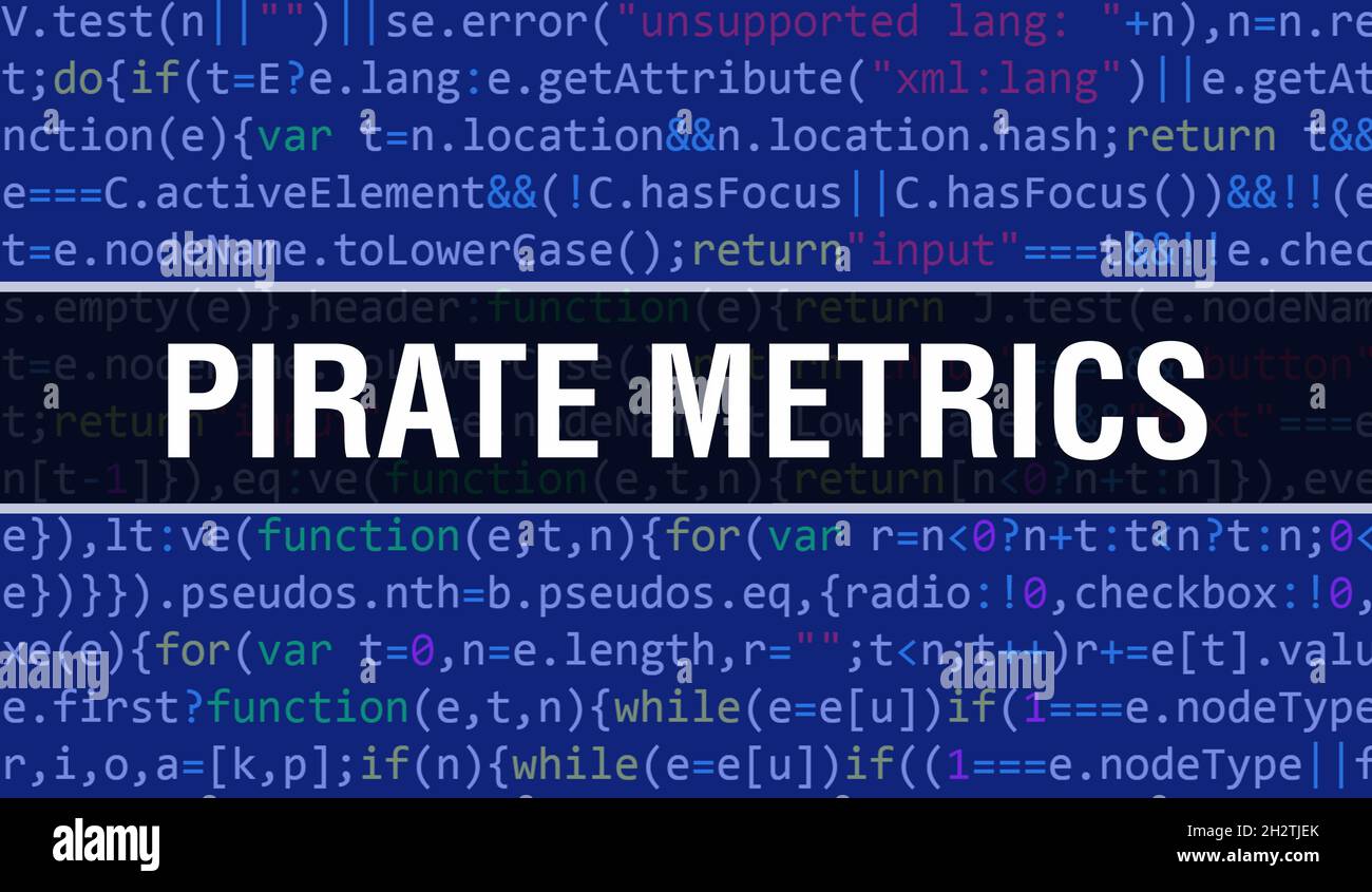 Pirate Metrics with Binary code digital technology background. Abstract ...
