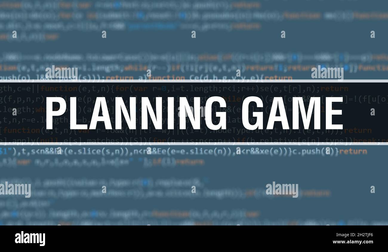 Planning Game text written on Programming code abstract technology ...
