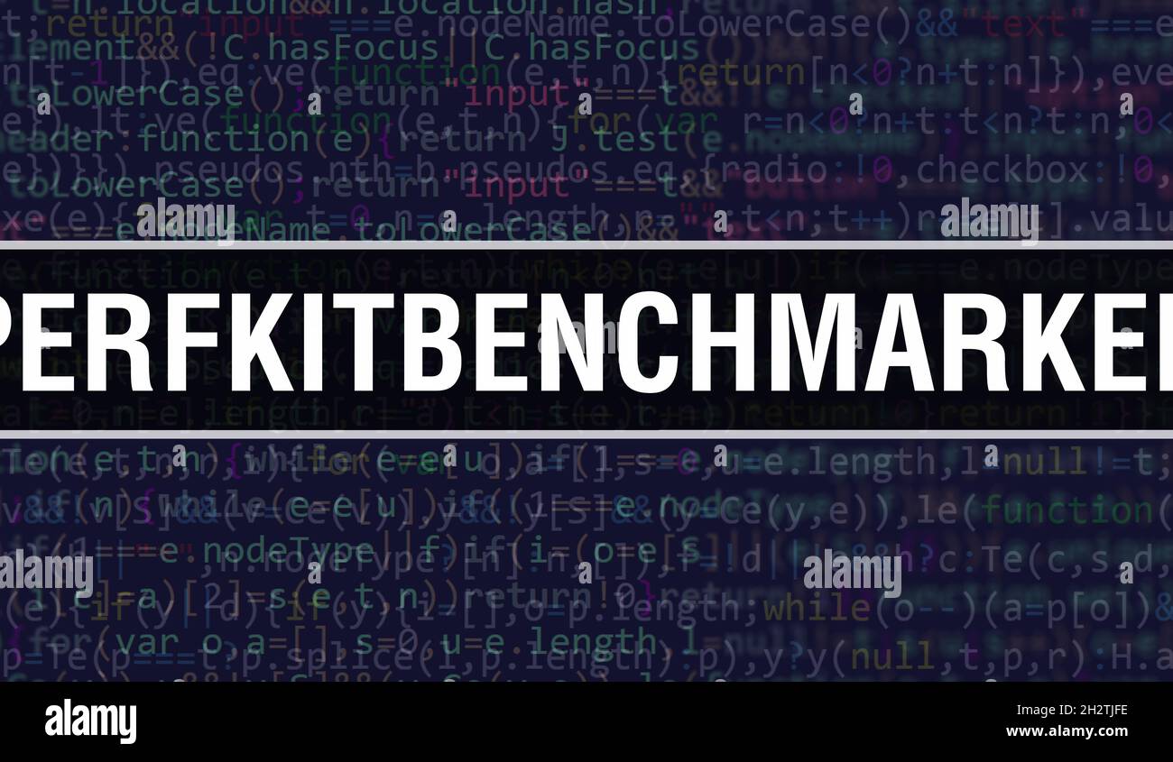 PerfKitBenchmarker concept with Random Parts of Program Code.PerfKitBenchmarker text written on ...