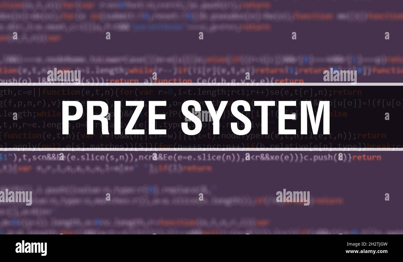 Prize system text written on Programming code abstract technology ...