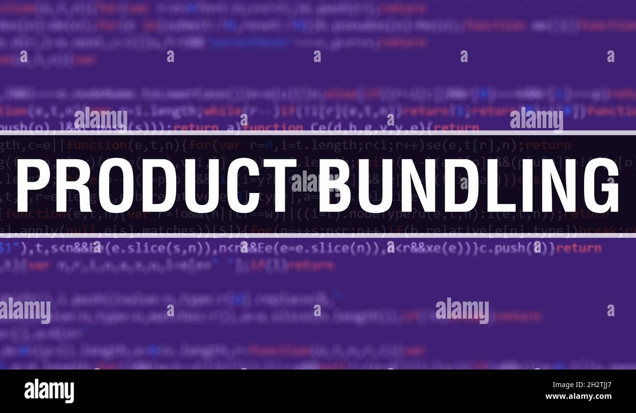 Product bundling text written on Programming code abstract technology ...