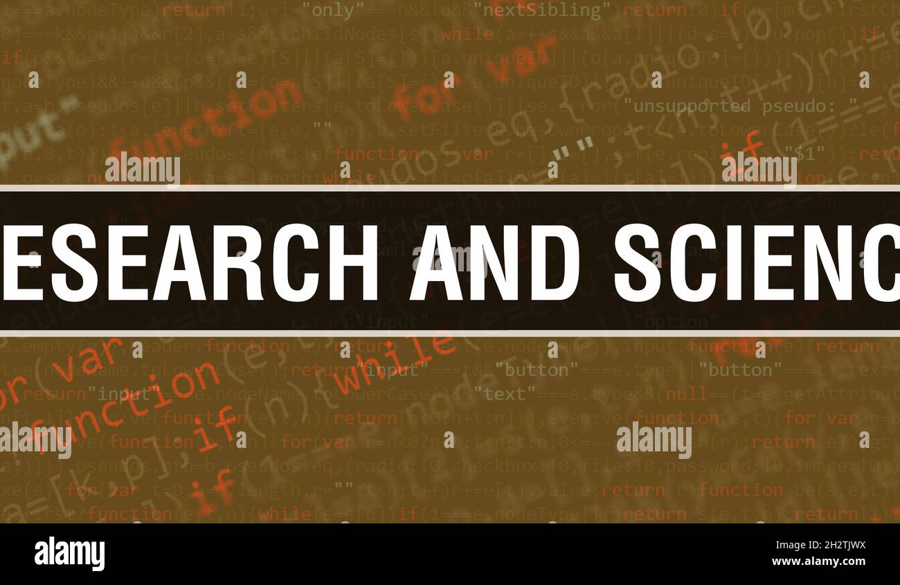 Research and science concept with Random Parts of Program Code ...