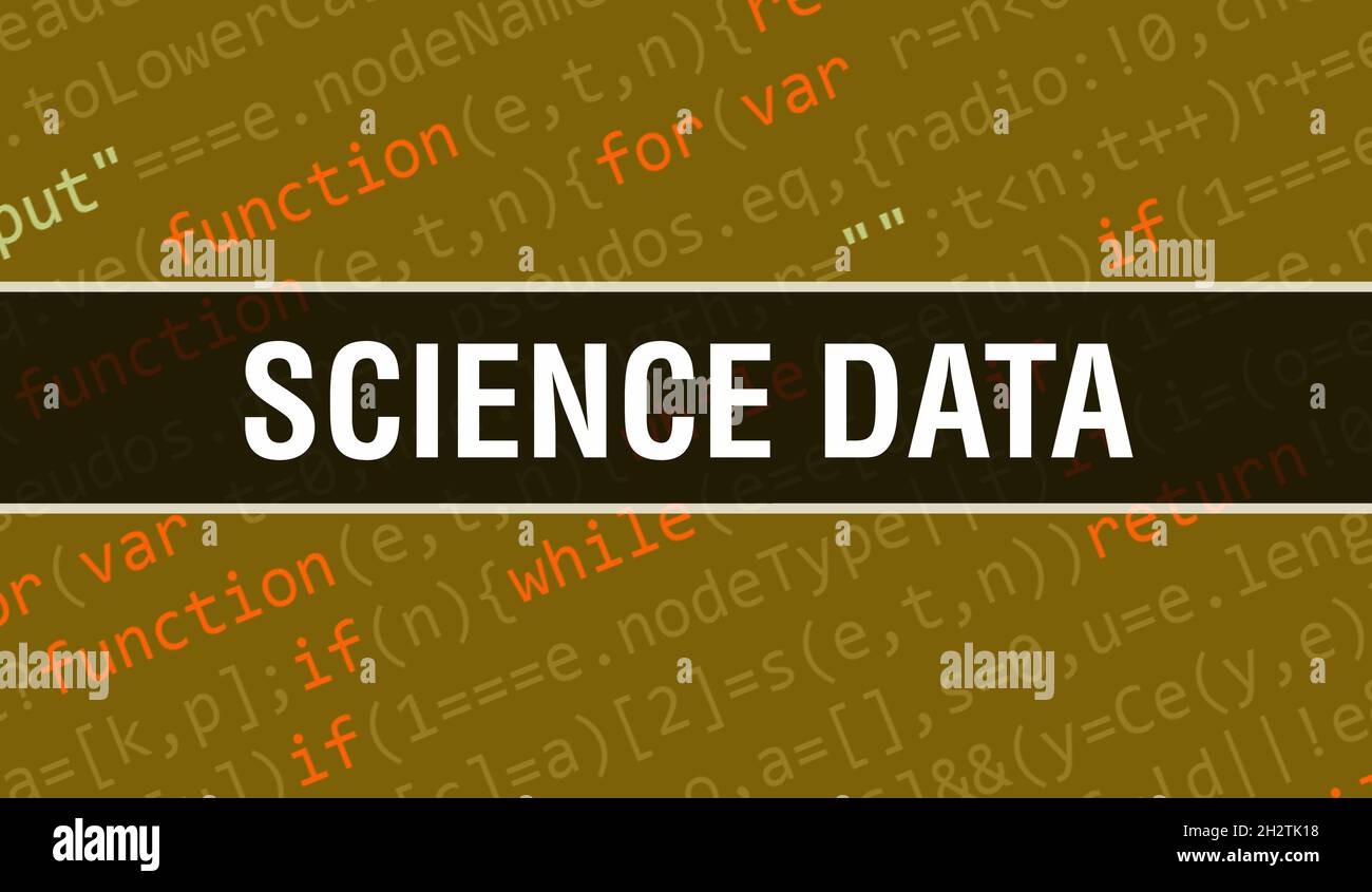 Science data concept with Random Parts of Program Code. Science data ...